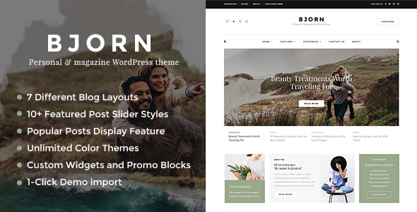 Björn - Responsive WordPress Personal Blog Template - Agentur zweigelb