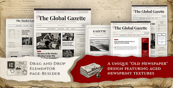 Gazette – WordPress-Layout für Vintage-Nachrichten und - Agentur zweigelb