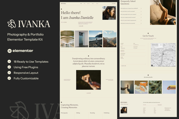 Ivanka – Foto- und Portfolio-Elementor-Vorlagen-Kit - Agentur zweigelb